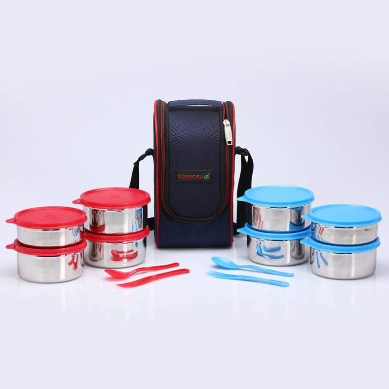 Buy Stainless Steel Lunch Box | Set Of 8 | Air tight & Leak Proof